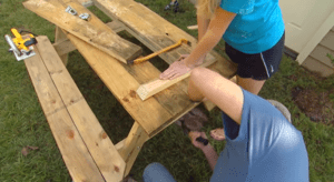 Dad shows how to add a DIY drink trough to your picnic table to keep ...