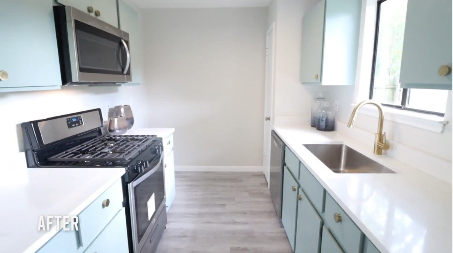 Friends buy dumpy house with popcorn ceilings & dated maroon carpets ...