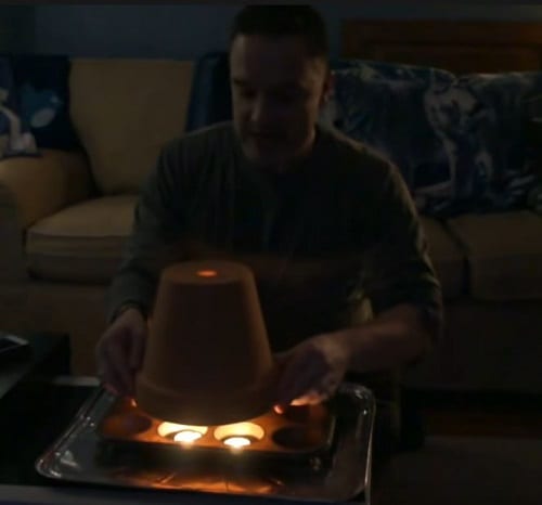 Man shares how to build a mini heater out of a flower pot to warm up ...