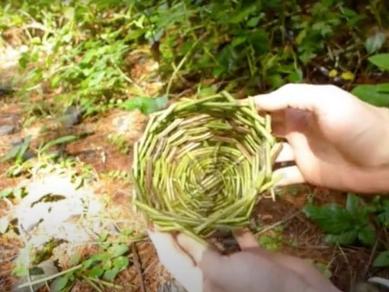 Guy shares how to easily weave a blackberry bramble basket with wild canes