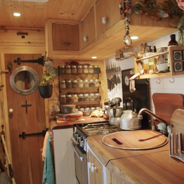 Entering this modest-looking campervan is like walking into a cozy log ...