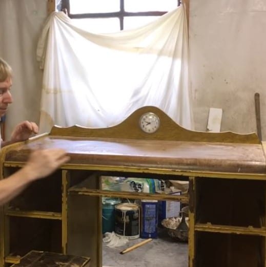 Man transforms ugly antique vanity he got for free into beautiful ...
