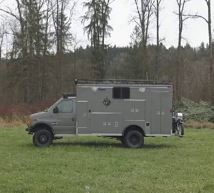 Couple converts ambulance into incredible tiny home with a hot tub