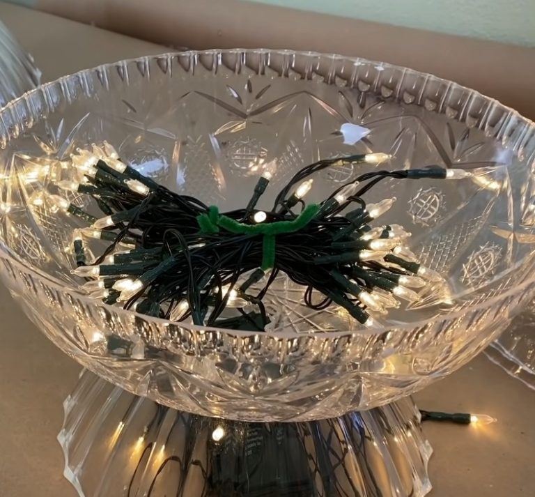 Lady strings lights through Dollar Tree bowls for beautiful Christmas ...
