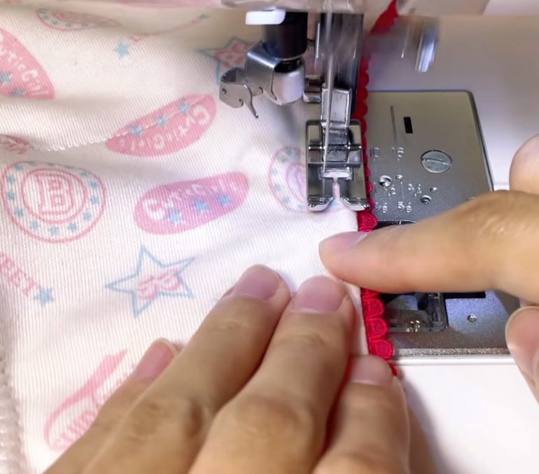 Woman uses plastic bag to create pattern for DIY undergarment