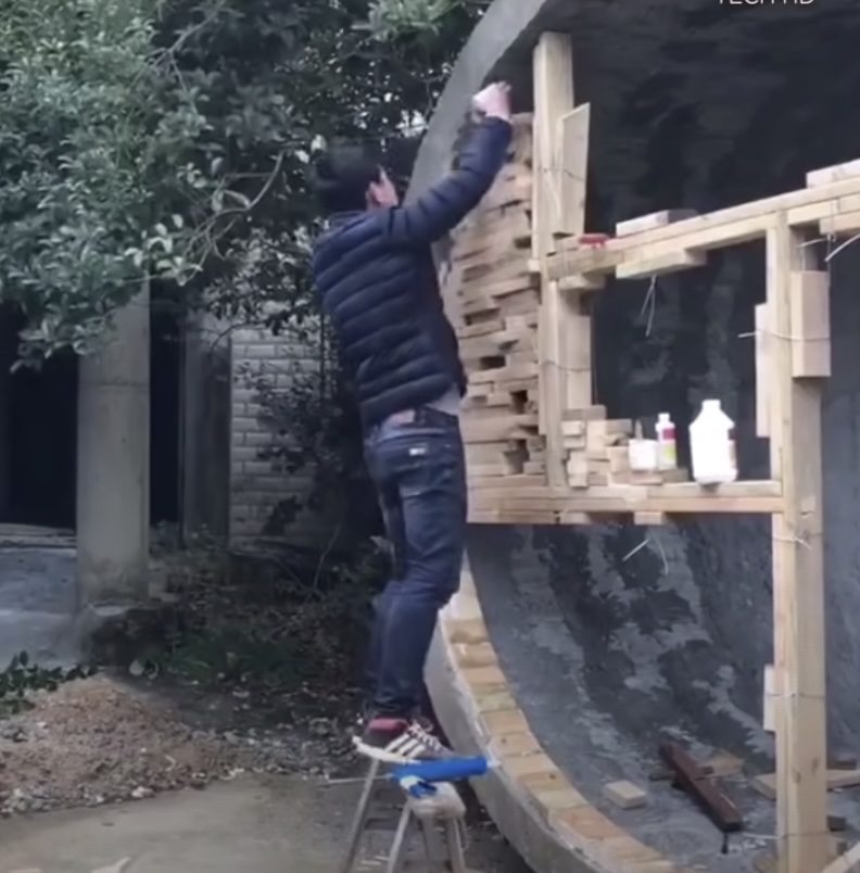 Young man turns concrete pipe into an incredible cabin home