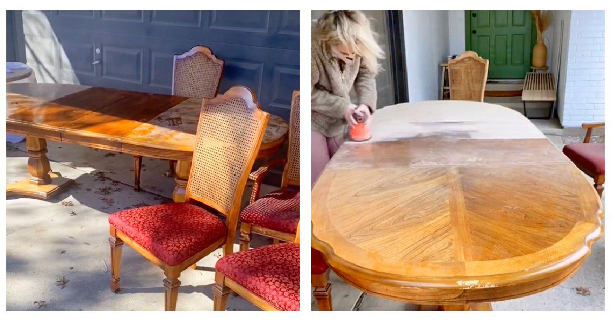 Woman buys $80 outdated dining room set from yard sale and turns it ...