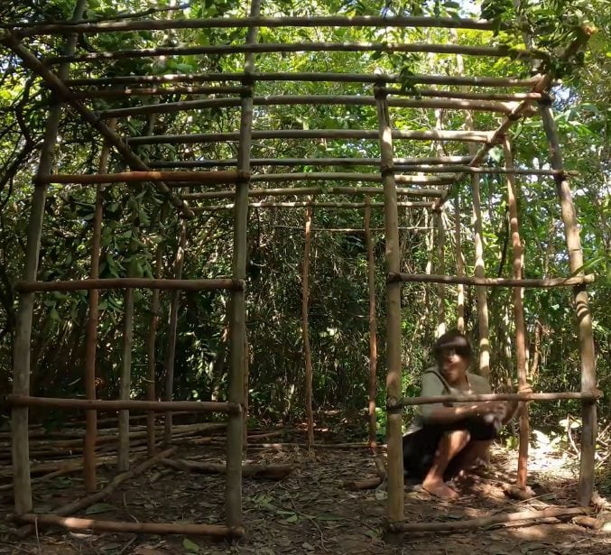 Woman chops down trees in forest then builds a gorgeous two story ...