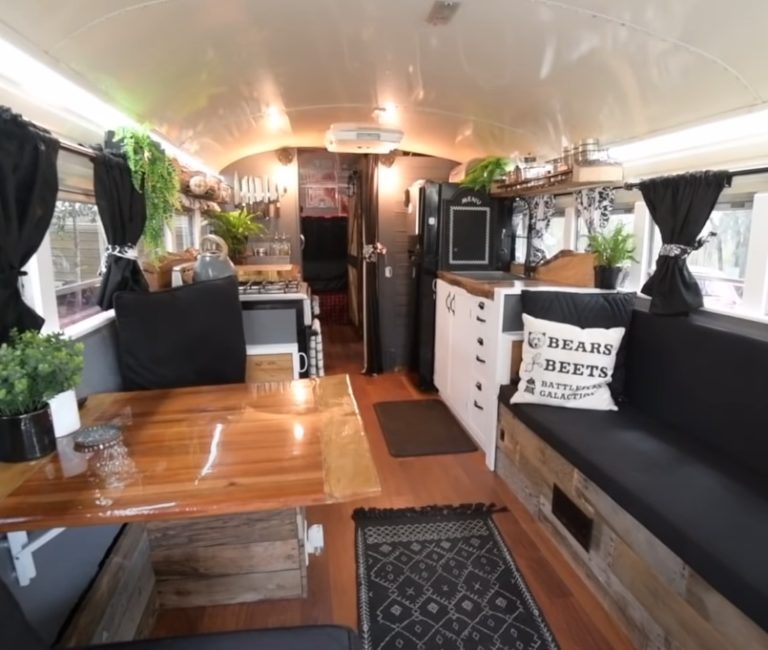 Guy living in a school bus puts a large chef-designed kitchen inside ...