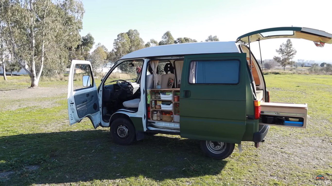 Couple show off inside of their tiny micro camper that allows them to ...