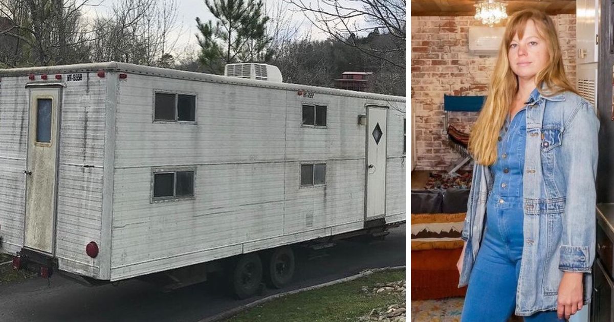 Woman redesigns falling apart 1985 railroad trailer into cute road ...
