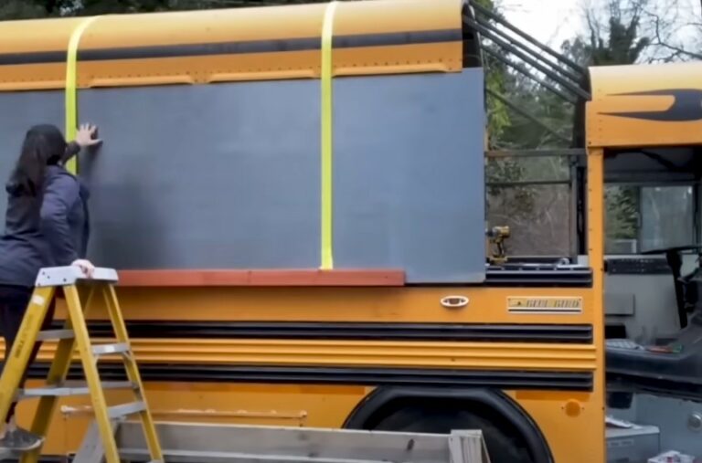 Parents gut out yellow school bus and transform it into a stunning home ...